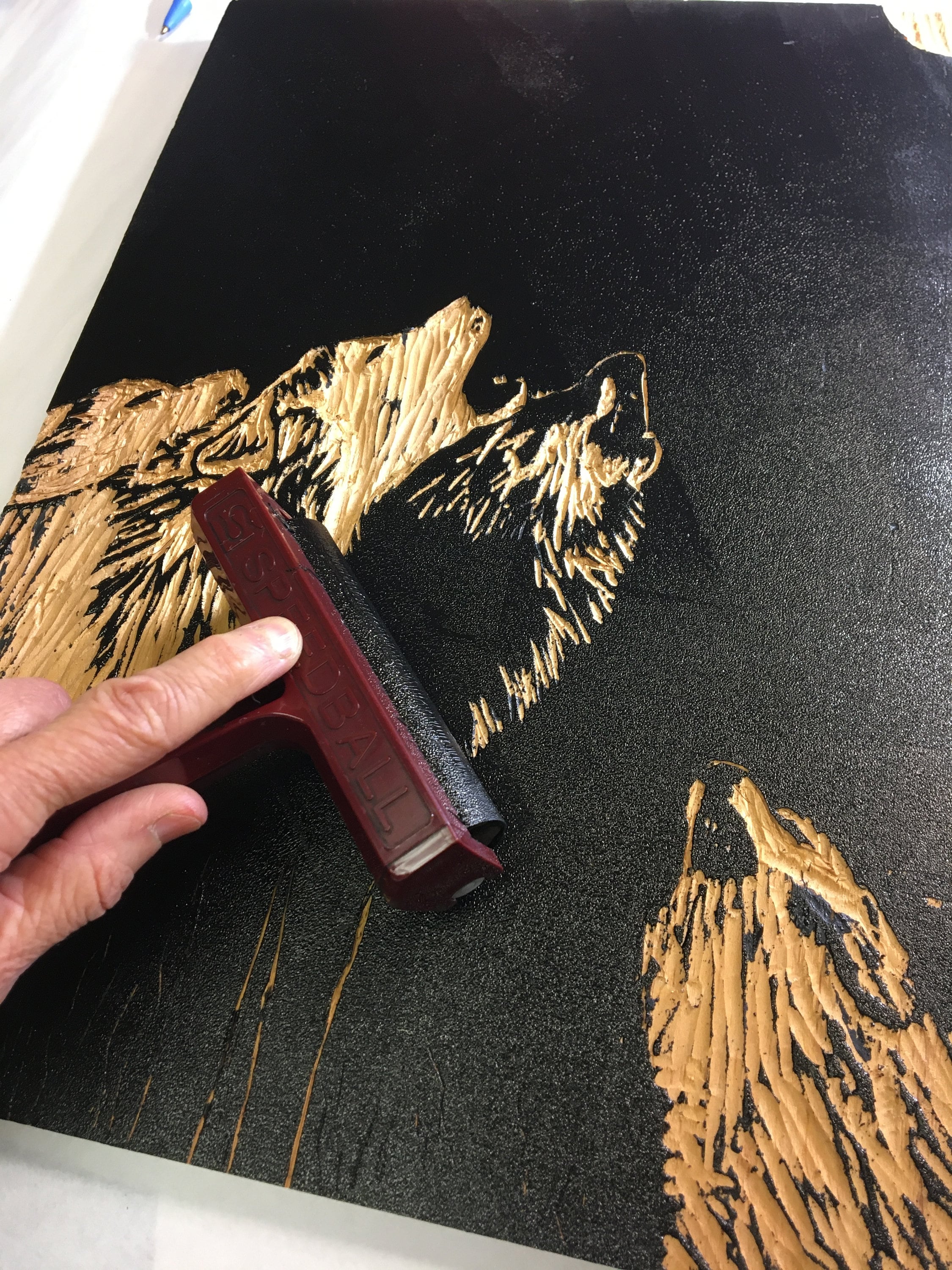 Woodcut Print of Howling Wolf Pack in a Moonlit Sky by | Etsy