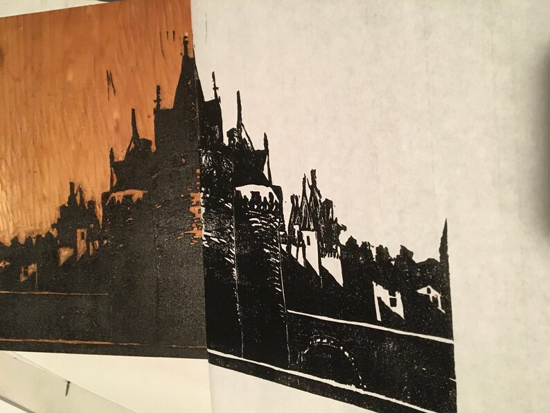 Woodcut Print of Castle in Loire Valley France by Vermont - Etsy