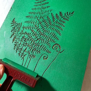 Woodcut Print of Sweet Ferns in Green by Margot Torrey - Etsy