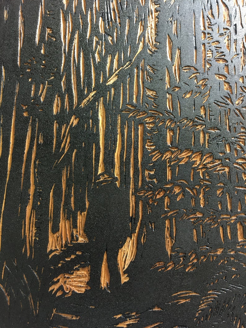 Woodcut Print of a Hiker Entering Deep Woods, by Vermont Artist Margot ...