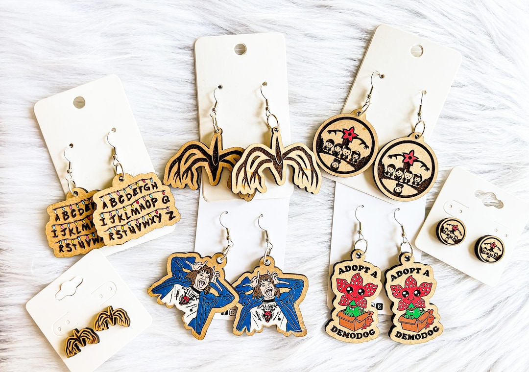 Stranger Things Inspired Earrings, Stranger Things Merch, Demogorgon ...