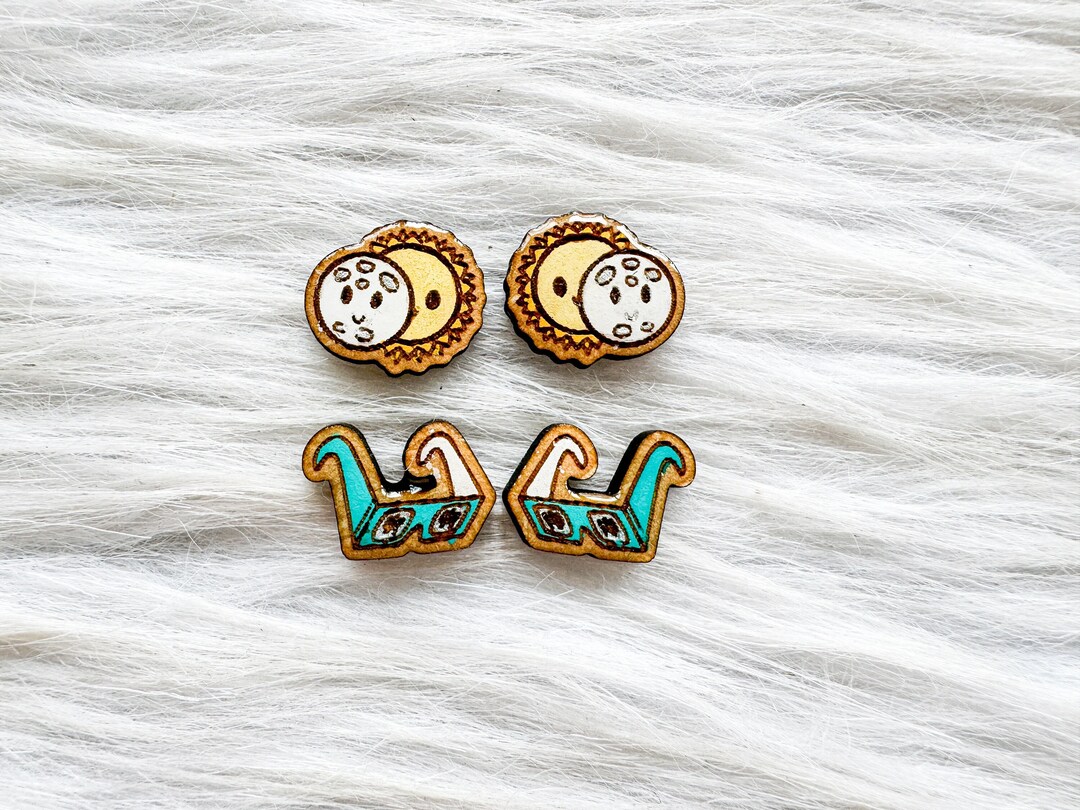 Total Solar Eclipse Stud Earrings, Handpainted Eclipse Earrings ...