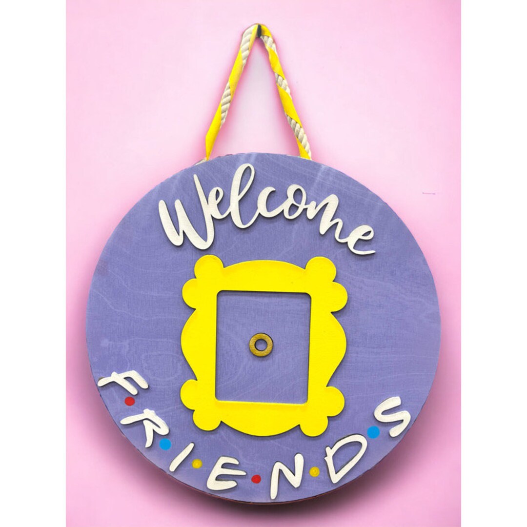 Welcome Friends Inspired Apartment Door Hanger Purple Friends Door Sign ...