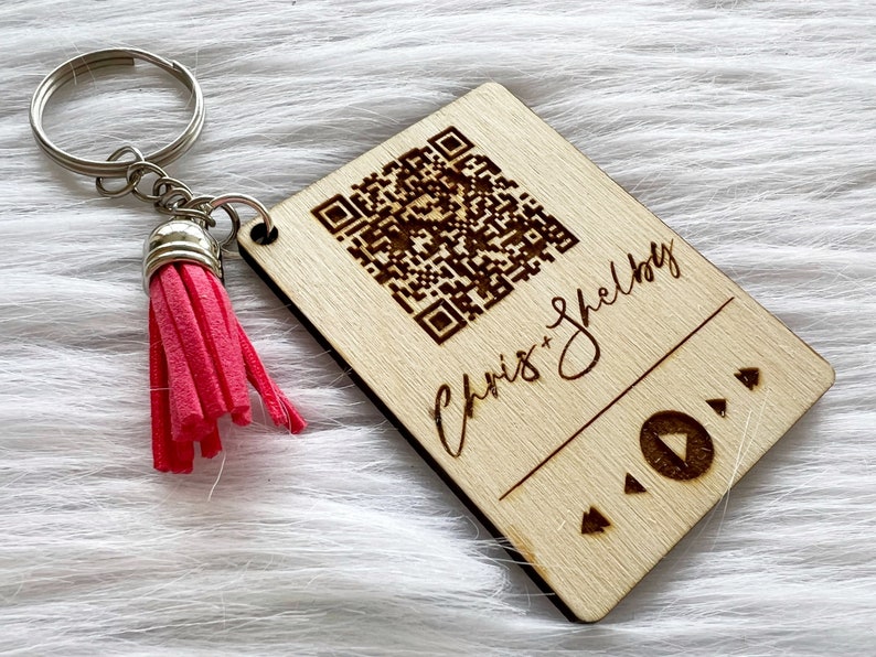 Custom Song QR Code Wood Keychain Personalized QR Code Song - Etsy