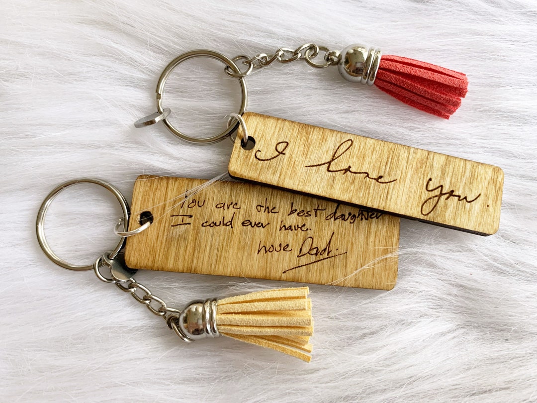 Custom Handwriting Wood Keychain Actual Handwriting Keychain ...