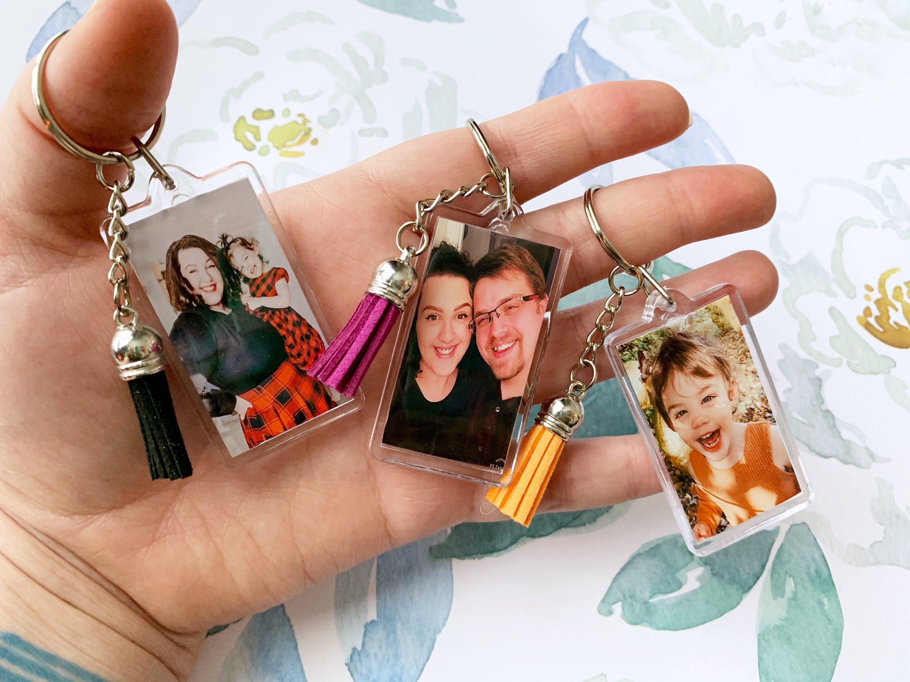 Photo Keychain with Tassel Custom Photo Keychain Photo | Etsy