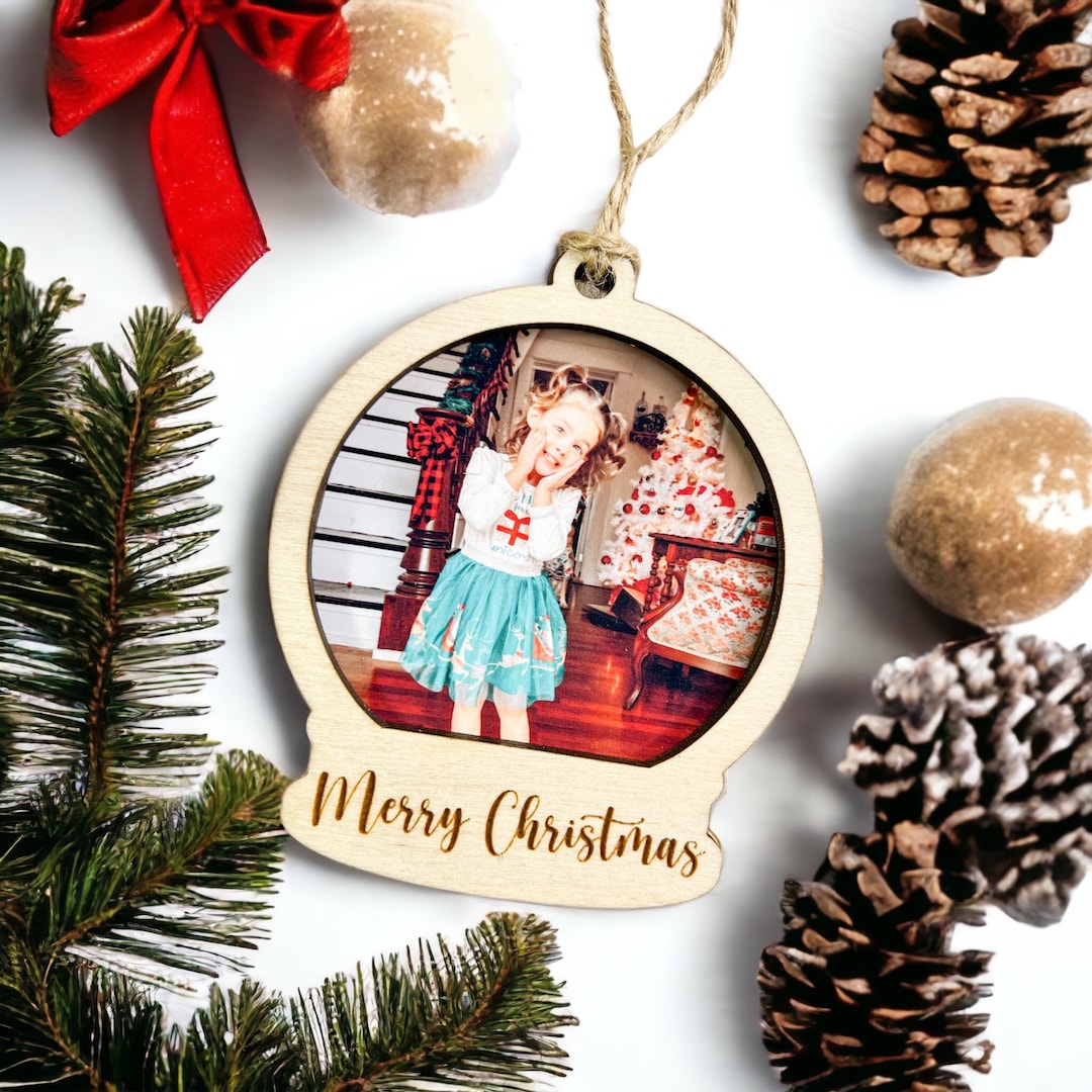 Add Your Own Photo Christmas Snow Globe Ornament, Custom Christmas ...