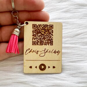 Custom Song QR Code Wood Keychain, Personalized QR Code Song Mock MP3 ...