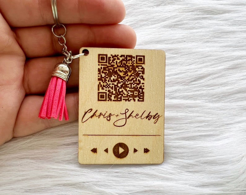 Custom Song QR Code Wood Keychain Personalized QR Code Song - Etsy