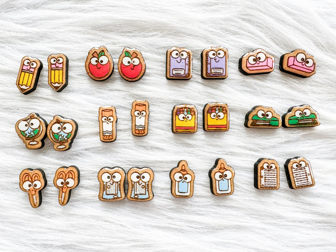 Cute Silly Faces Back to School Stud Earrings, School Teacher Funny ...