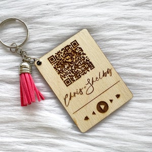 Custom Song QR Code Wood Keychain, Personalized QR Code Song Mock MP3 ...