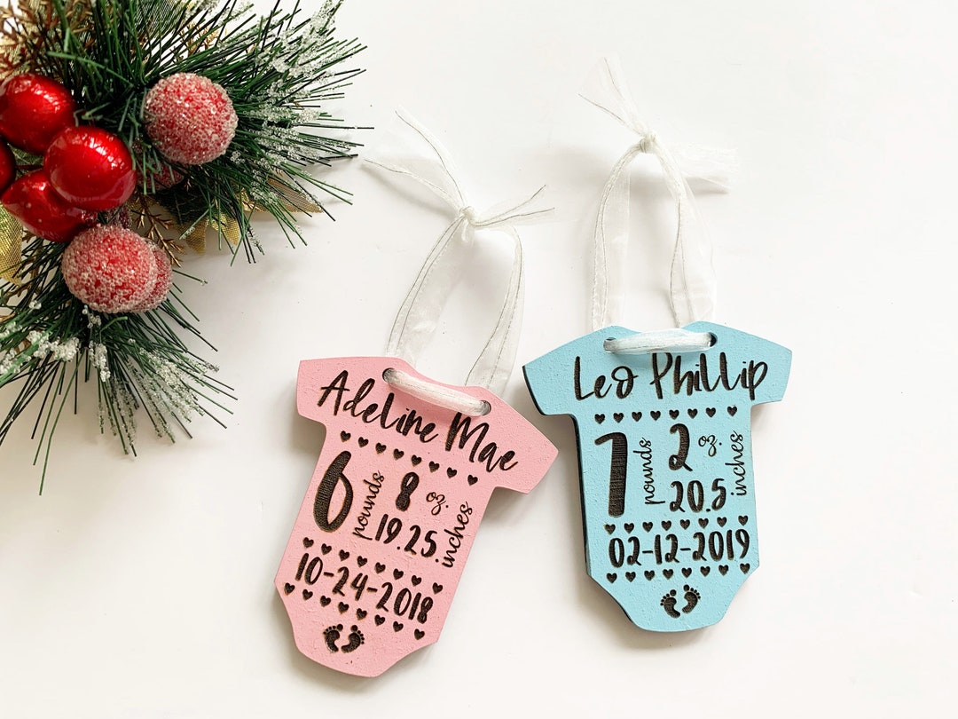 Personalized Birth Stats Ornament, Wooden Baby Ornament, Babys First ...