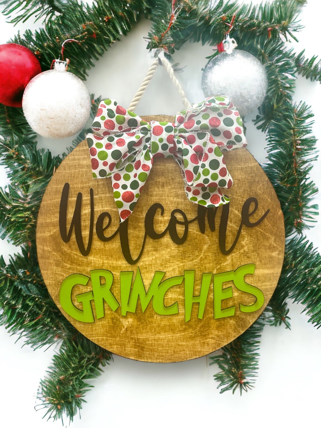 Welcome Grinches Funny Wood Round Sign Door Hanger - Etsy