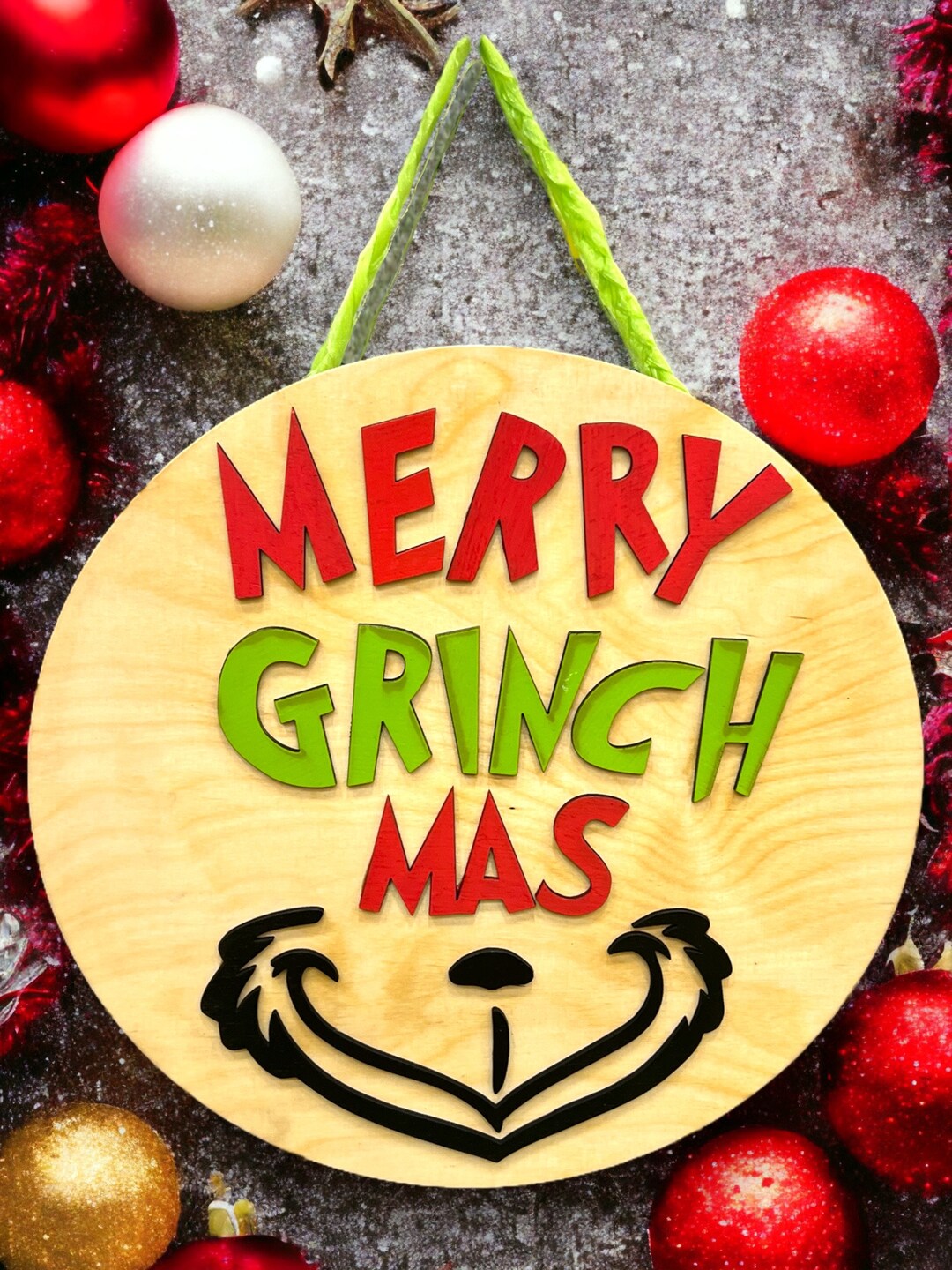 Merry Grinchmas Wood Round Sign | Christmas Grinch Decor | Grinchmas ...