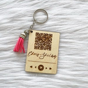 Custom Song QR Code Wood Keychain, Personalized QR Code Song Mock MP3 ...
