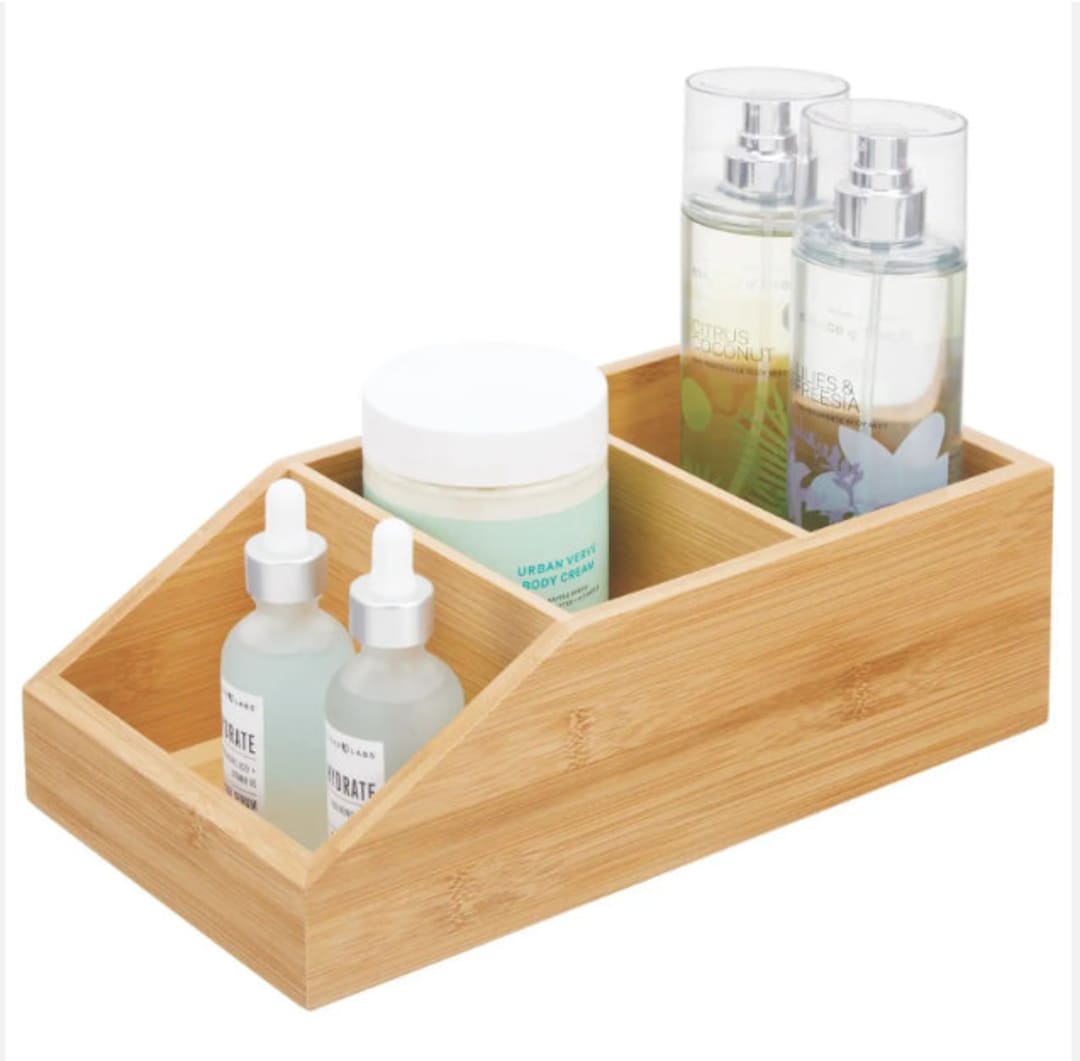 Bamboo Bathroom Storage Organizer, Makeup Organizer (3 Sections) - Etsy