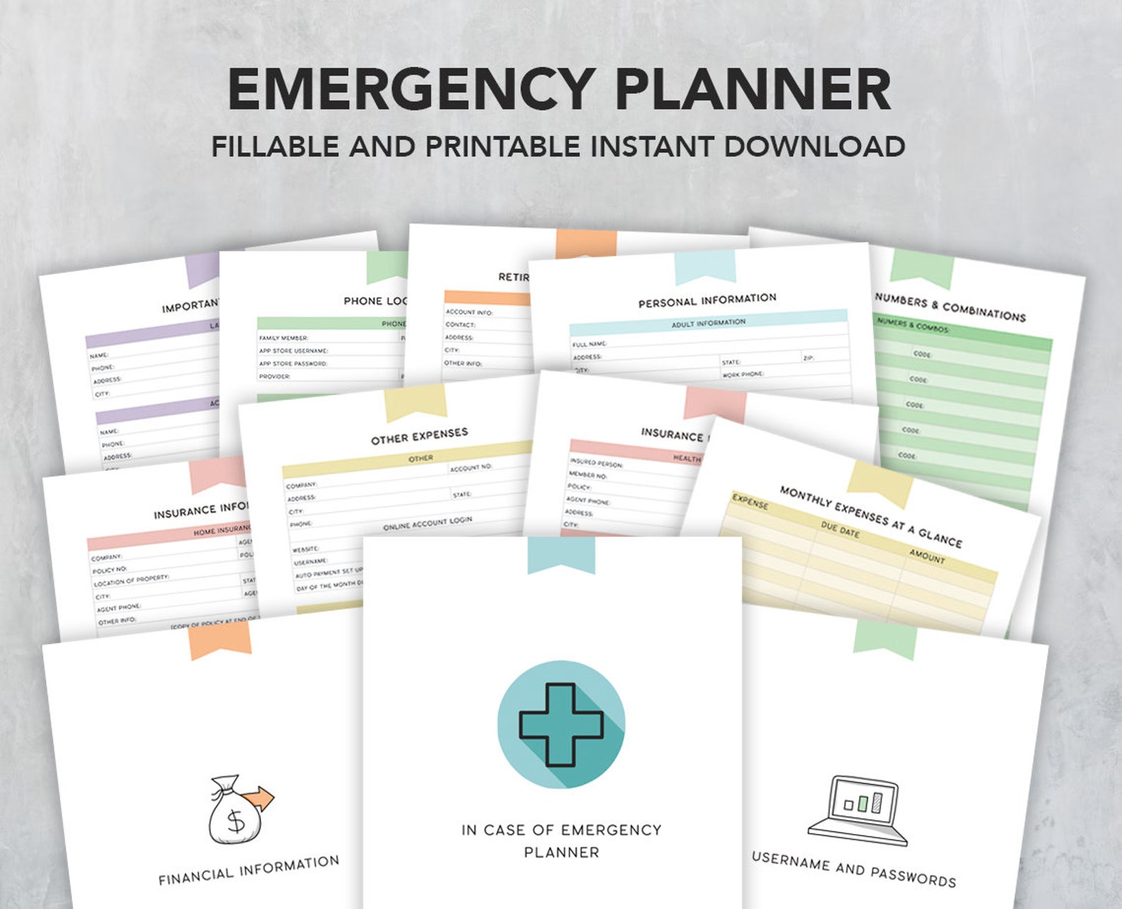 Family in Case of Emergency Binder Printable + Fillable PDF, Just in ...