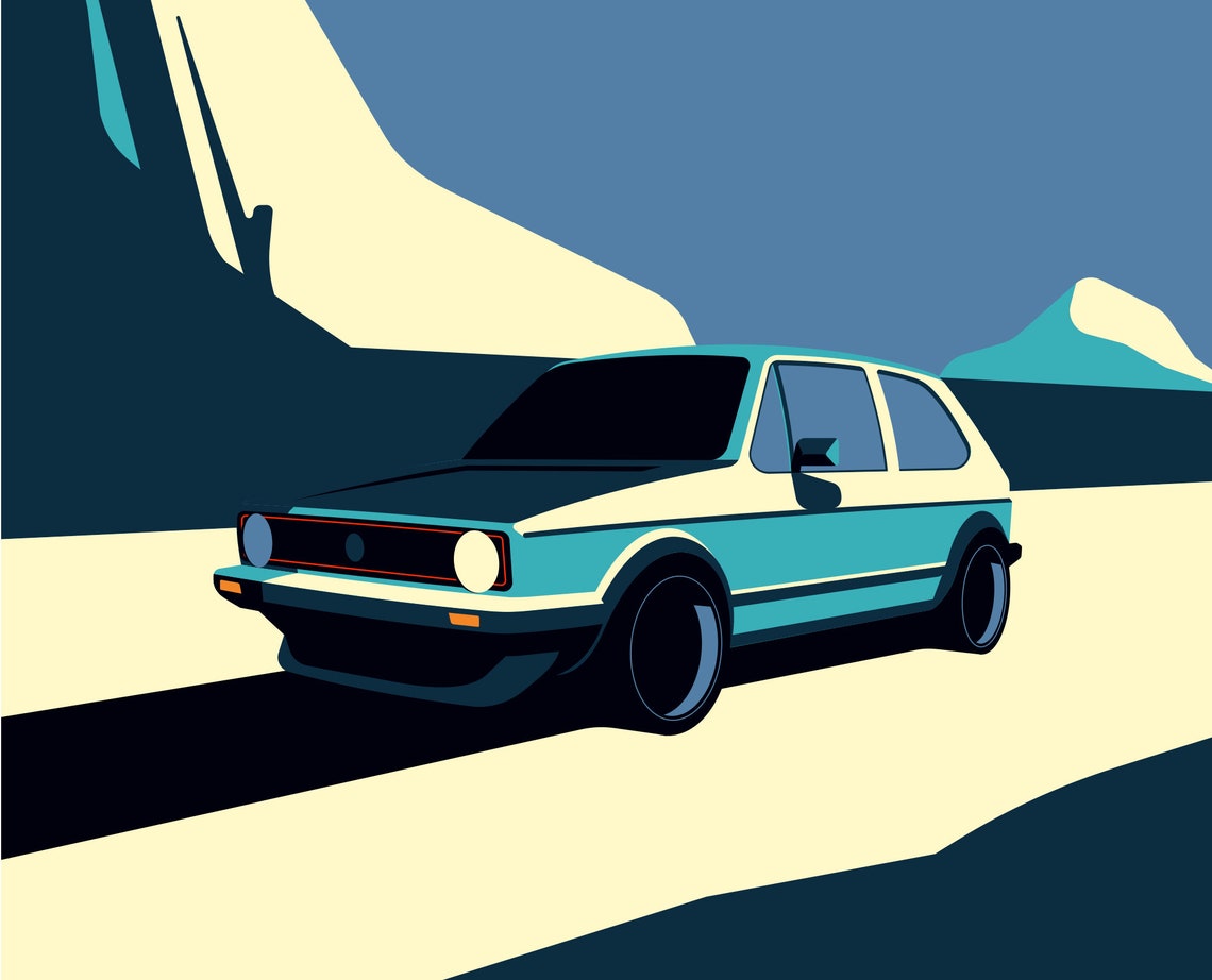 VW Golf Mk1 printed on natural white matte fine art paper | Etsy