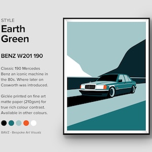 Mercedes Benz 190e W201 Printed on Matte Fine Art Paper, Gift, Art Car ...