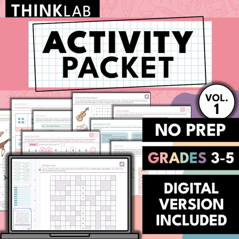 Logic Puzzles Activity Packet for Grades 3 4 5, Brain Teasers, No Prep ...
