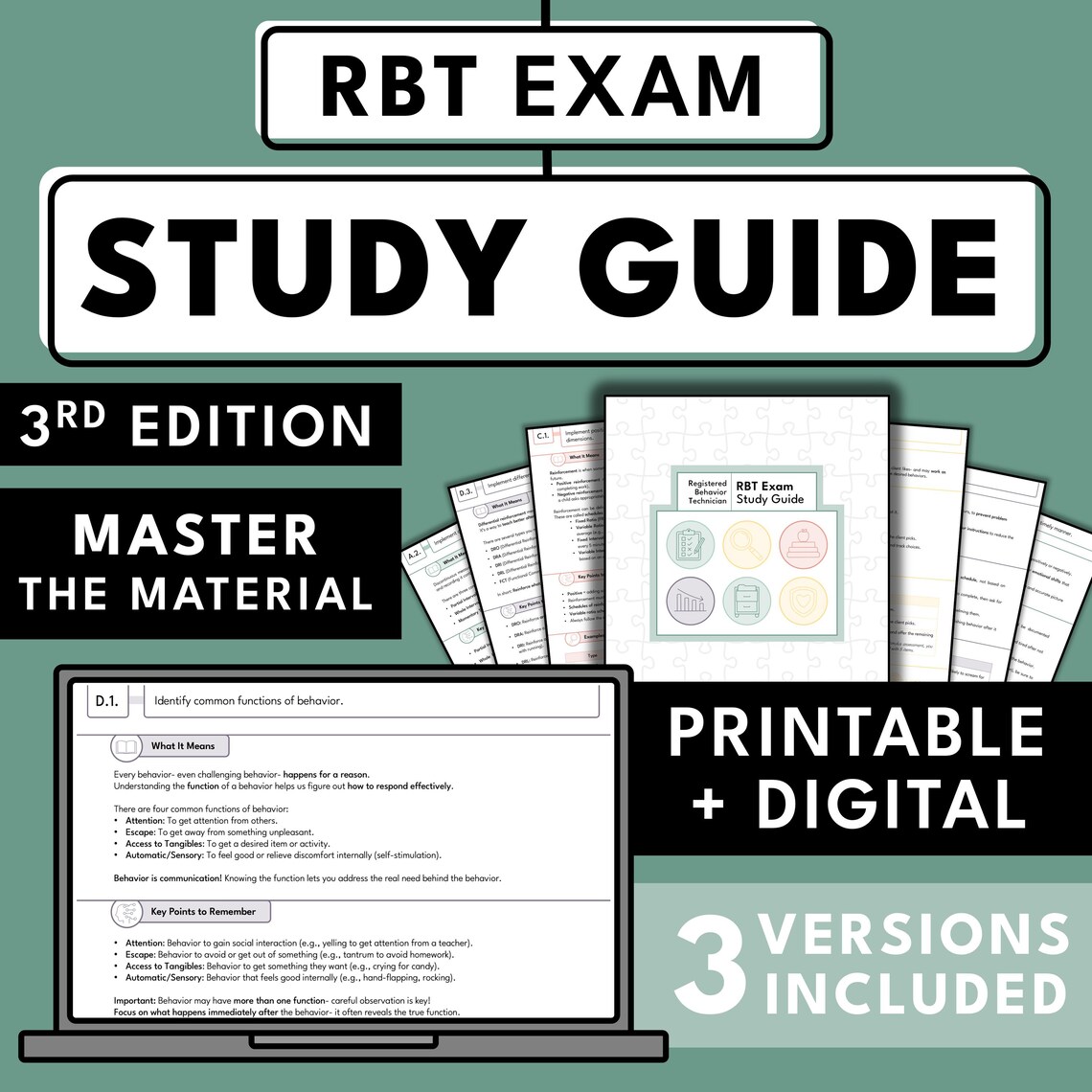 RBT Study Guide, RBT Exam Prep 2026, ABA Study Guide, Behavior Tech ...