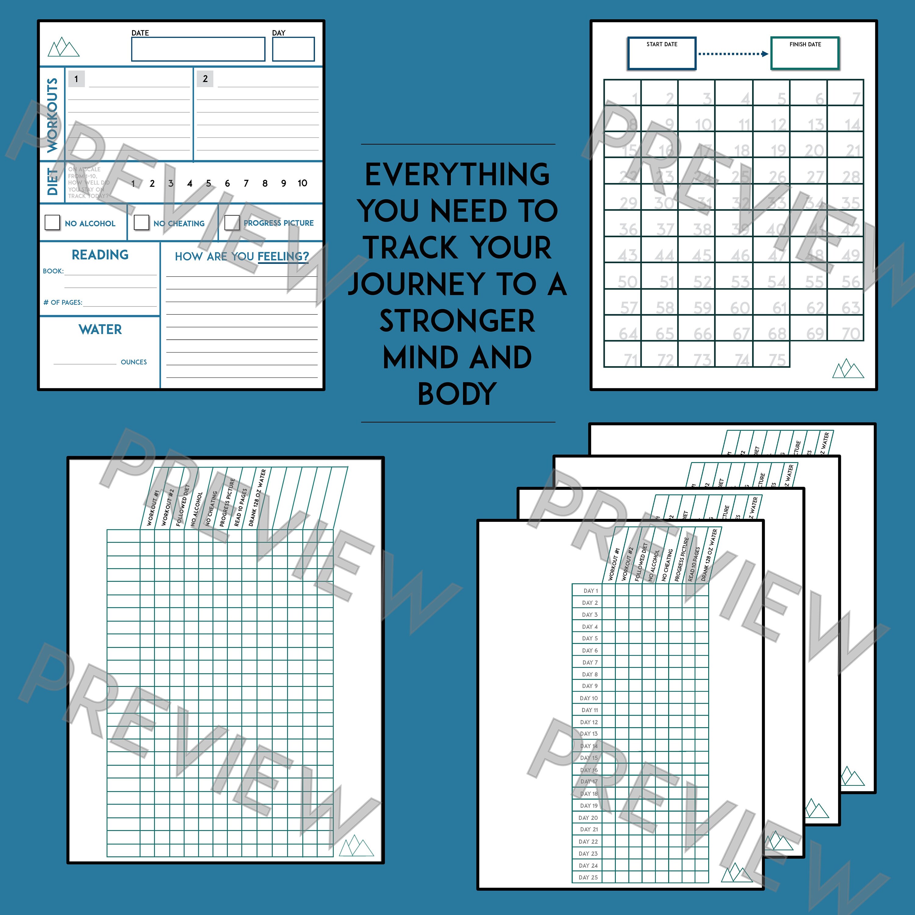 Physical + Mental Toughness Challenge Progress Trackers | Fitness ...