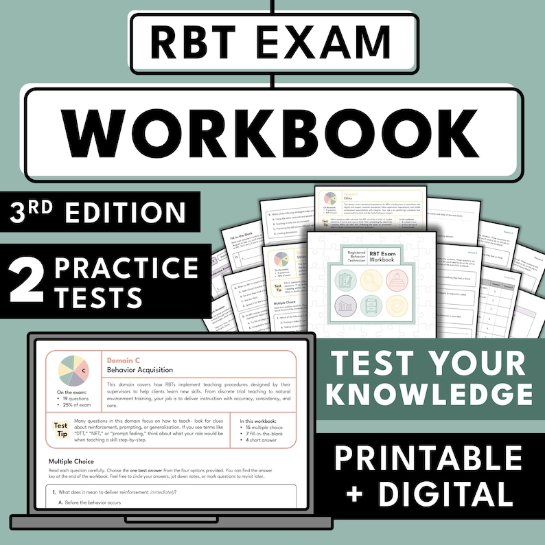 RBT Workbook, RBT Exam Practice Tests, ABA Exam Prep, Task List 3rd ...