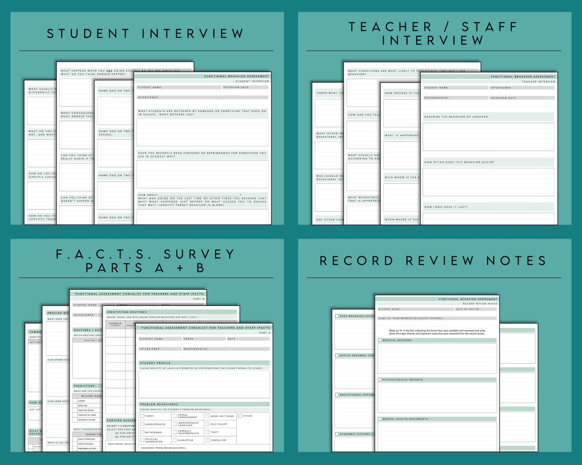 Functional Behavior Assessment Kit - Printable and Digital Forms for an ...