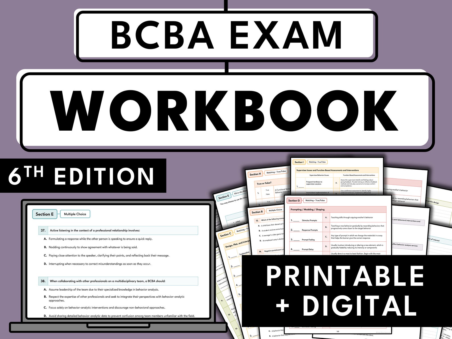 BCBA Exam Test Prep Workbook | 6th Edition | BCBA Certification | ABA ...