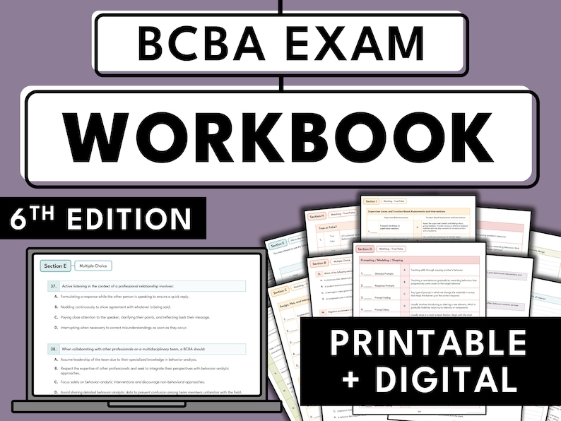 BCBA Exam Test Prep Workbook | 6th Edition | BCBA Certification | ABA ...
