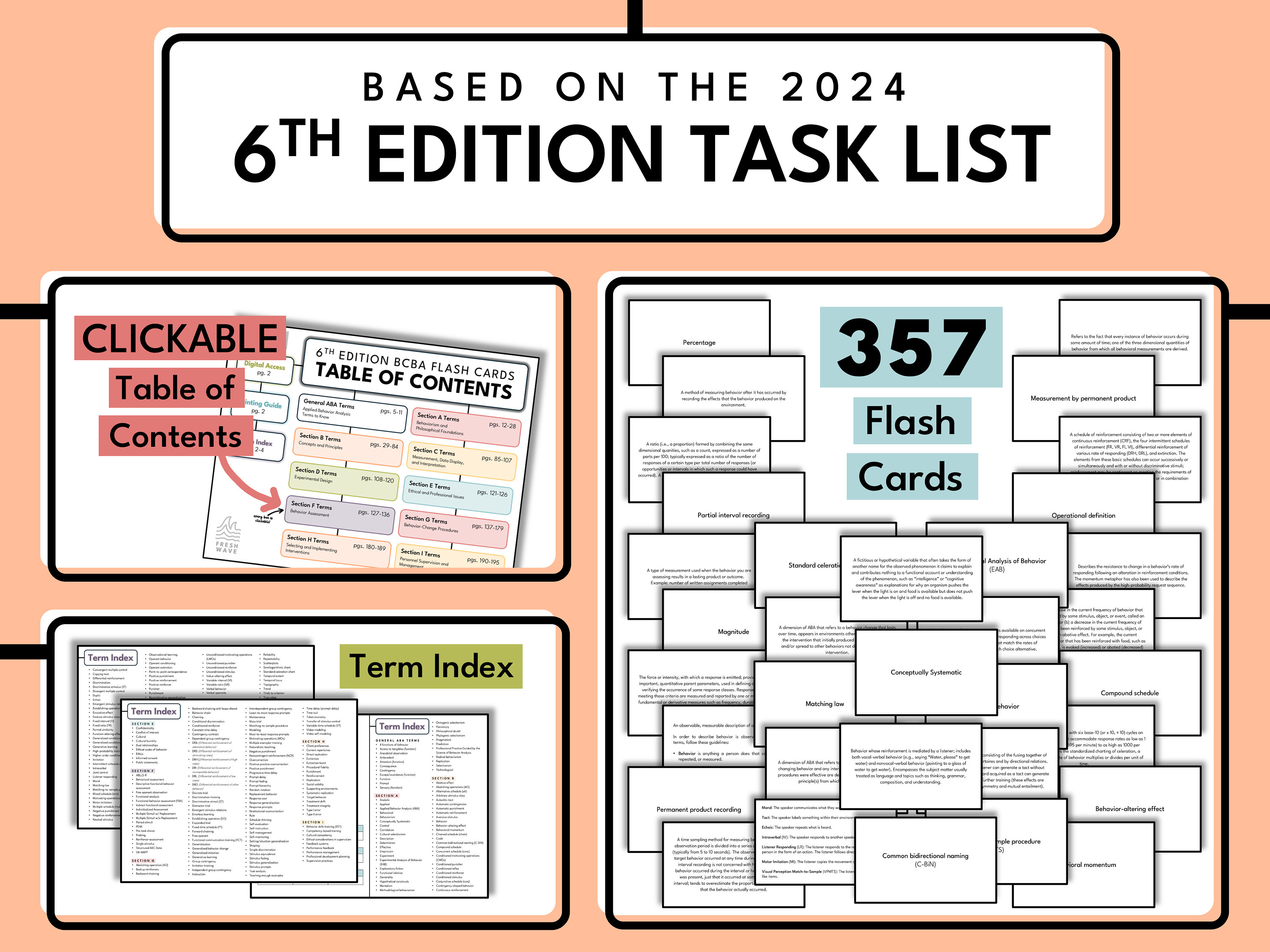 BCBA Exam Flash Cards 357 Flashcards 6th Edition BCBA Certification ABA ...