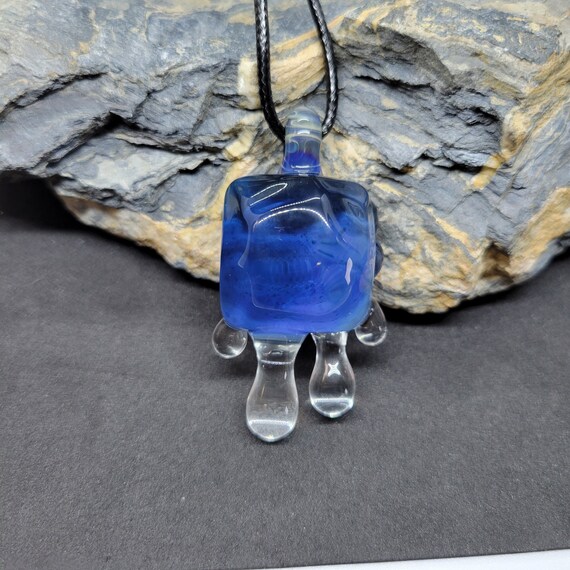 Lakeside Drippy Ice Cube Handblown Glass Pendant Handmade - Etsy