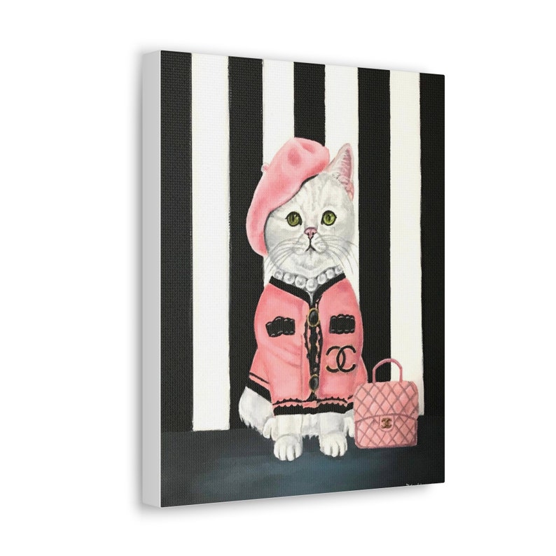 Cute " Uptown Kitty "designer Original White Cat Art Print on Gallery ...