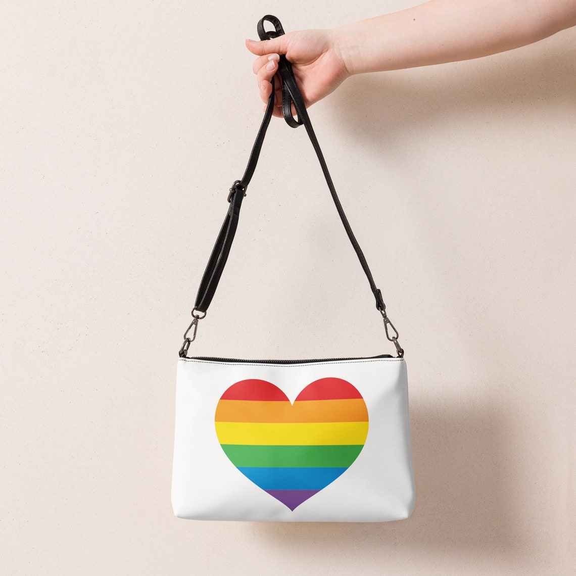 Faux Leather Crossbody Bag, Rainbow Pride Shoulder Bag, Hande Bag for ...
