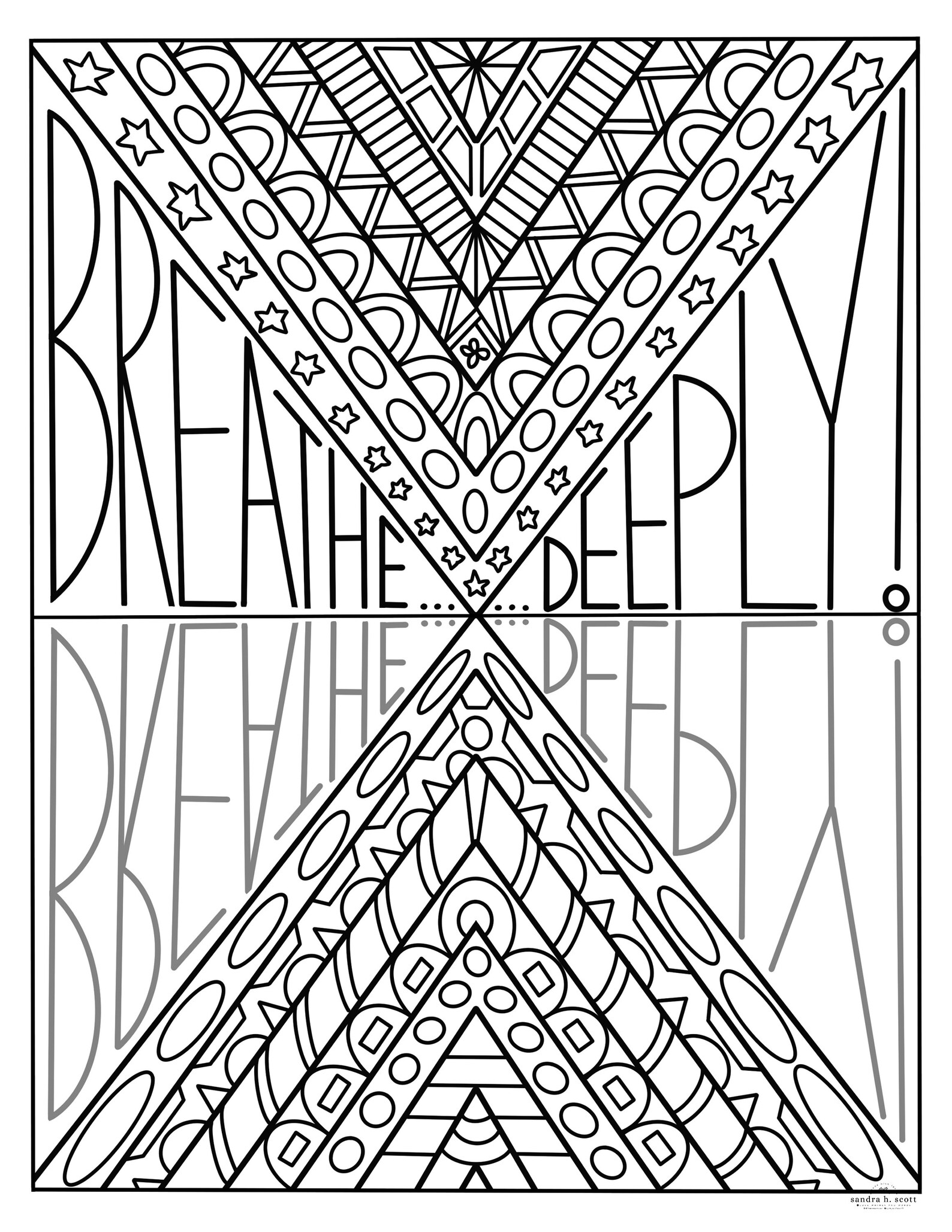 Breathe Deeply Printable Coloring Page Inspirational Self - Etsy España
