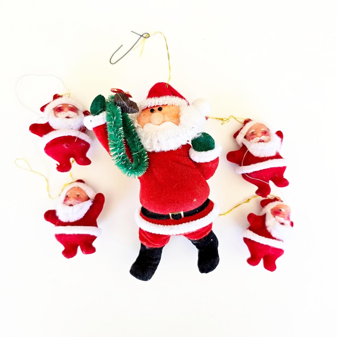 Collection of 5x Vintage Kitsch Santa Christmas Tree Decorations ...