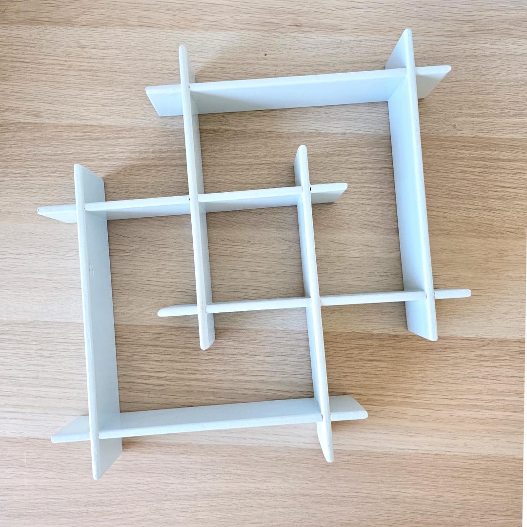 Vintage Light Pale Blue Wooden Hanging Shadow Box ~ Wall Shelf ...