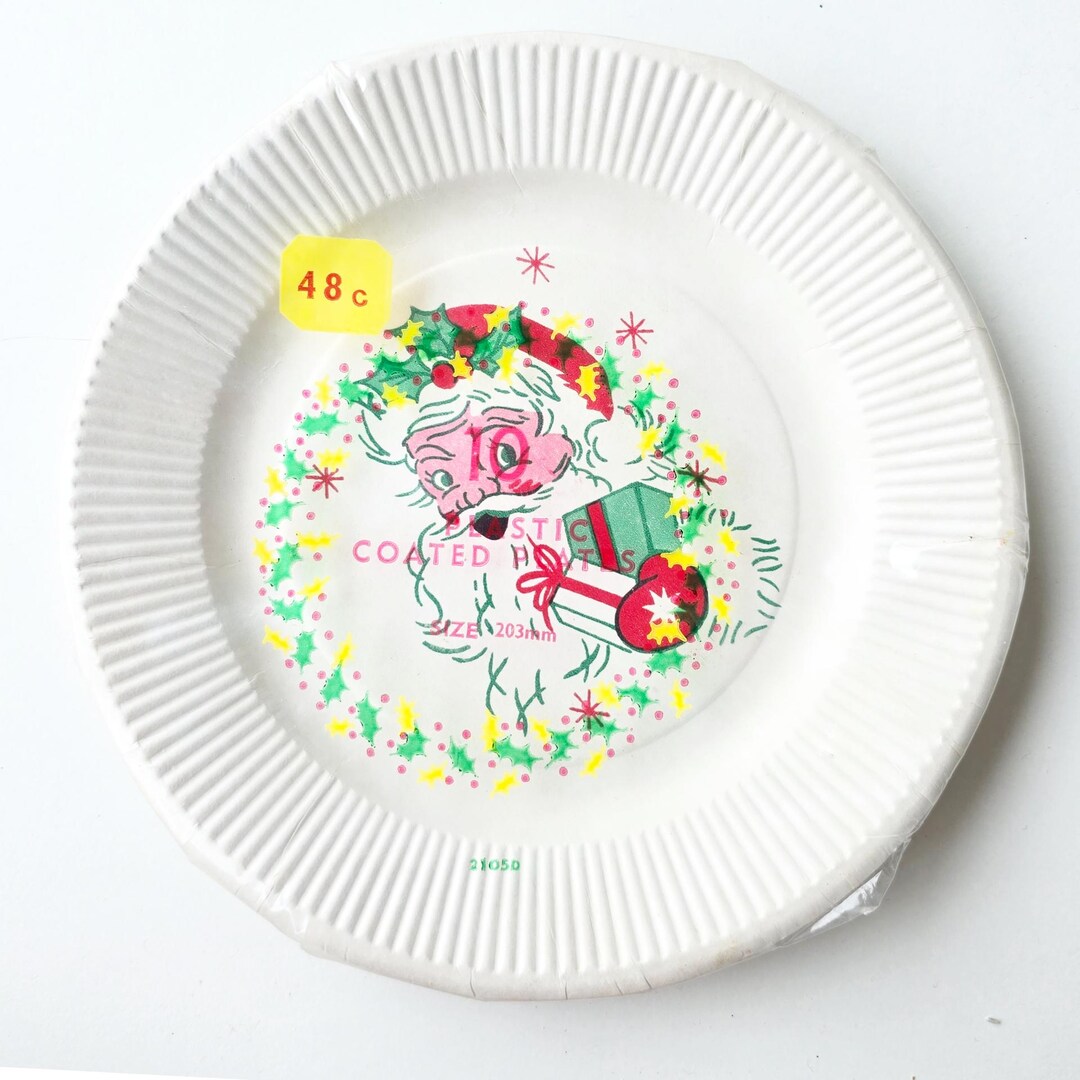 Vintage Pack of Kitsch Santa Christmas Paper Plates X10 ~ Vintage ...