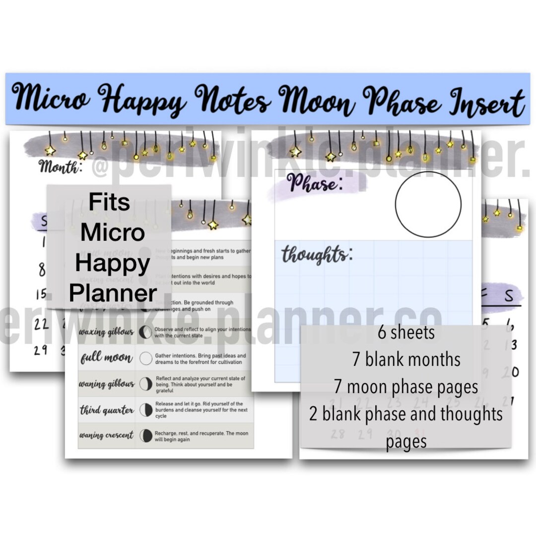 Micro for Happy Planner Undated Printable Moon Phase Insert - Etsy