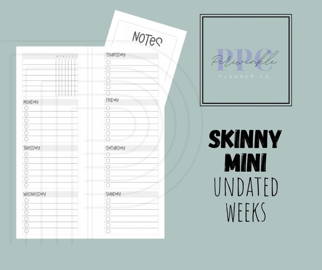 Skinny Mini Planner Pages Undated Weeks Like Happy Planner 7 Disc ...