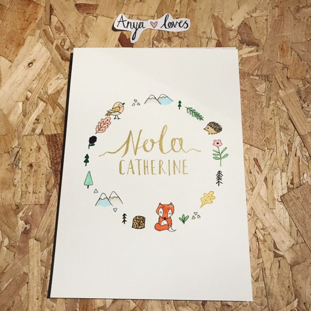 Woodland Themed Personalised Name Print - Etsy