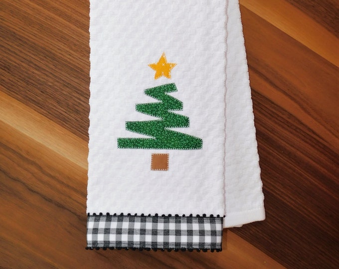 Zig Zag Christmas Tree Hand Towel-waffle Weave- Kitchen- Bathroom ...