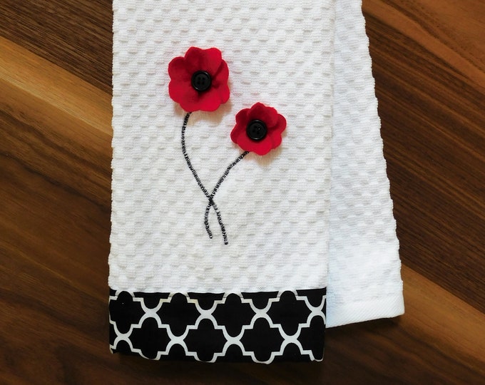 Poppy Flower Hand Towel-waffle Weave Kitchen Bathroom Summer - Etsy