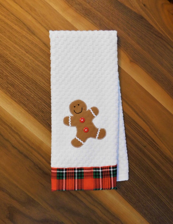Gingerbread Man Hand Towel-Waffle Weave Kitchen | Etsy