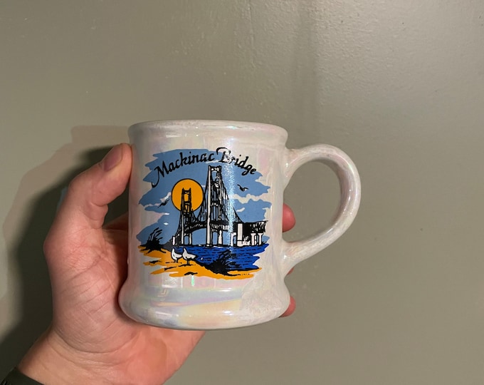 Vintage Mackinac Michigan Bridge Mug - Etsy