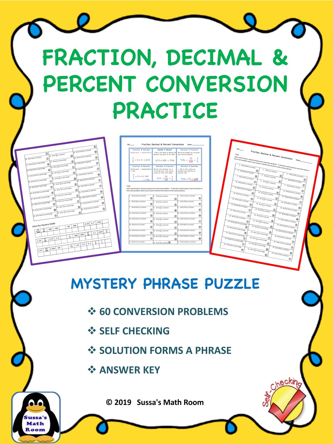 Fraction, Decimal & Percent Conversions Mystery Puzzle | Digital ...