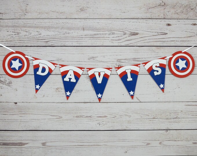 Captain America Personalized Banner, Captain America Party, Superhero ...