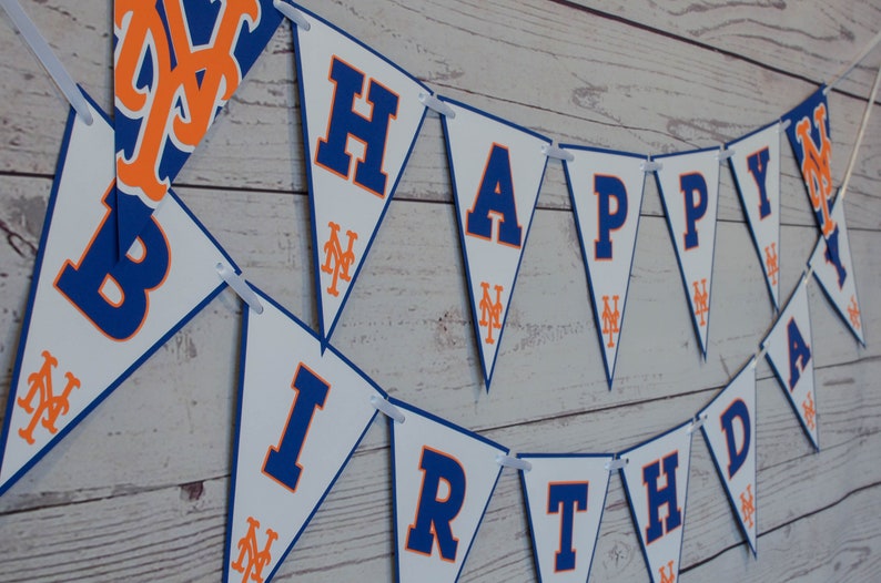 New York Mets Happy Birthday Banner Baseball Party Baseball - Etsy