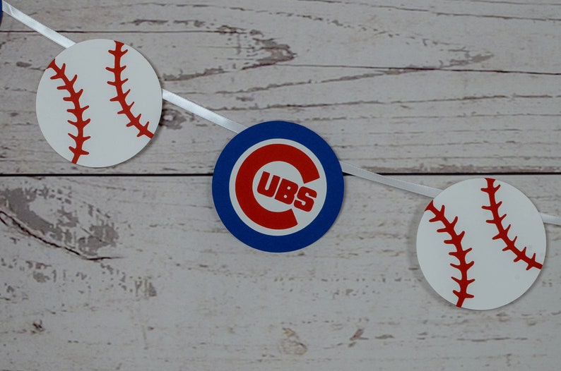 Chicago Cubs Garland Baseball Party Chicago Cubs Birthday | Etsy