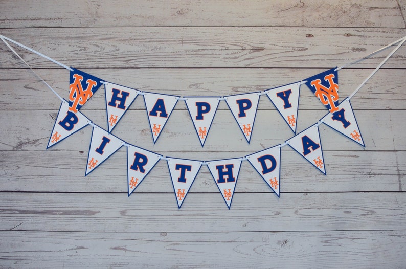 New York Mets Happy Birthday Banner Baseball Party Baseball - Etsy